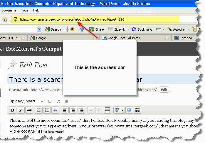 address bar firefox - Rex Moncrief's Smartergeek Tech Services